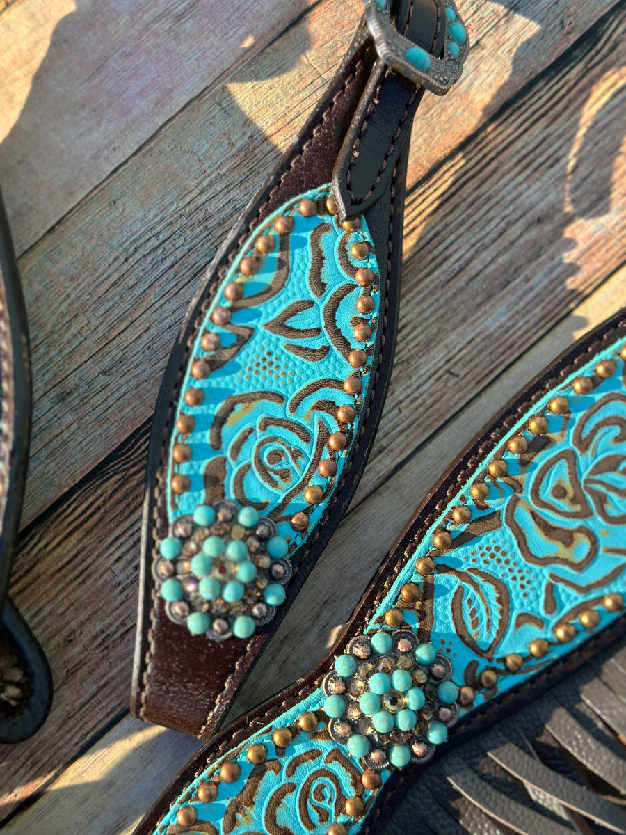 Teal Rose Fringe Tack Set – Twisted T Tack